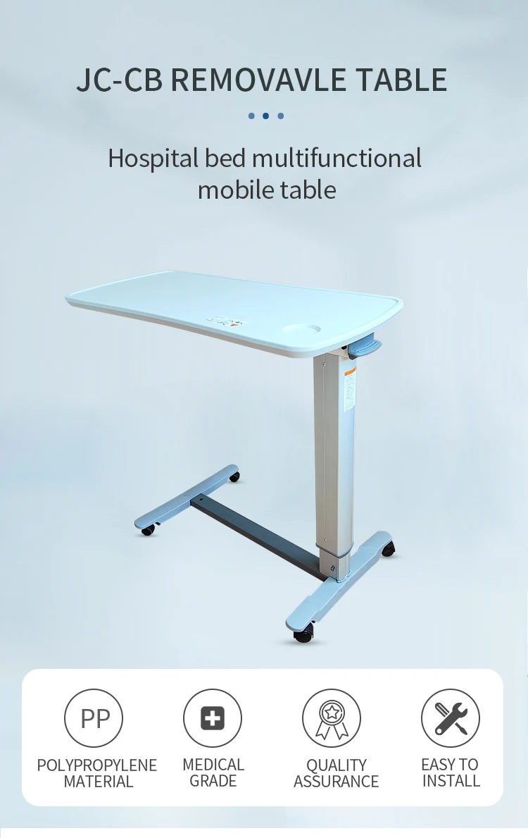 Overbed Table With Wheels Height Adjustable Portable Bedside Table ...