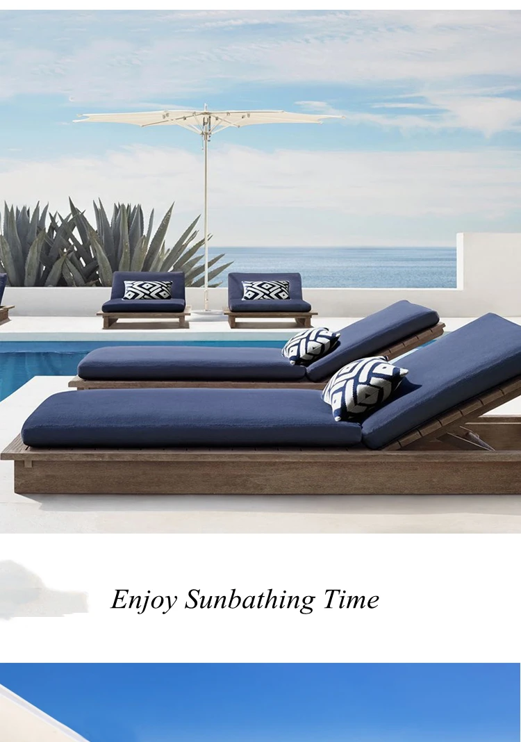 Modern Beach Chair Leisure Outdoor Furniture Sun Bed Wood Pool Beach ...