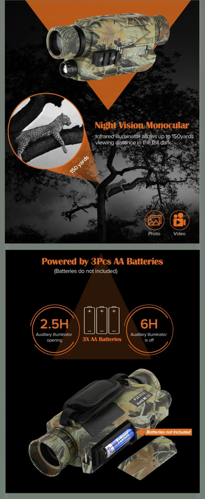 Wildlife Night Vision Scope Optic Infrared Monocular Night Vision Scope ...