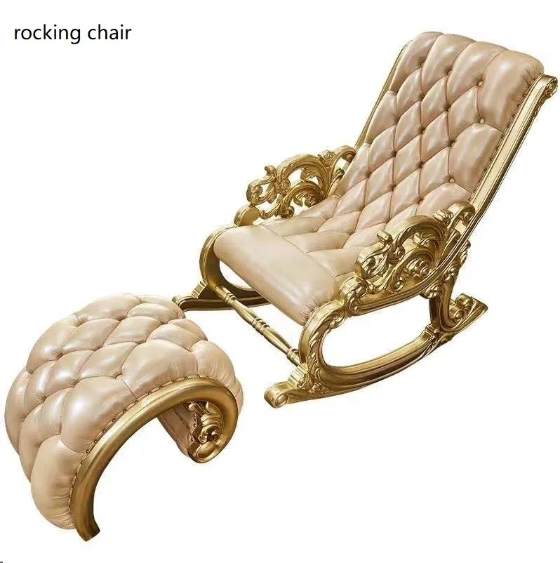 Italian european solid wood villa carved luxury rocking chair bedroom ...