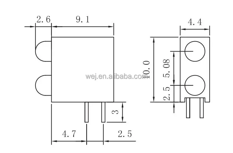3mm Circuit Board Indicator Right Angle Holder LED 3mm