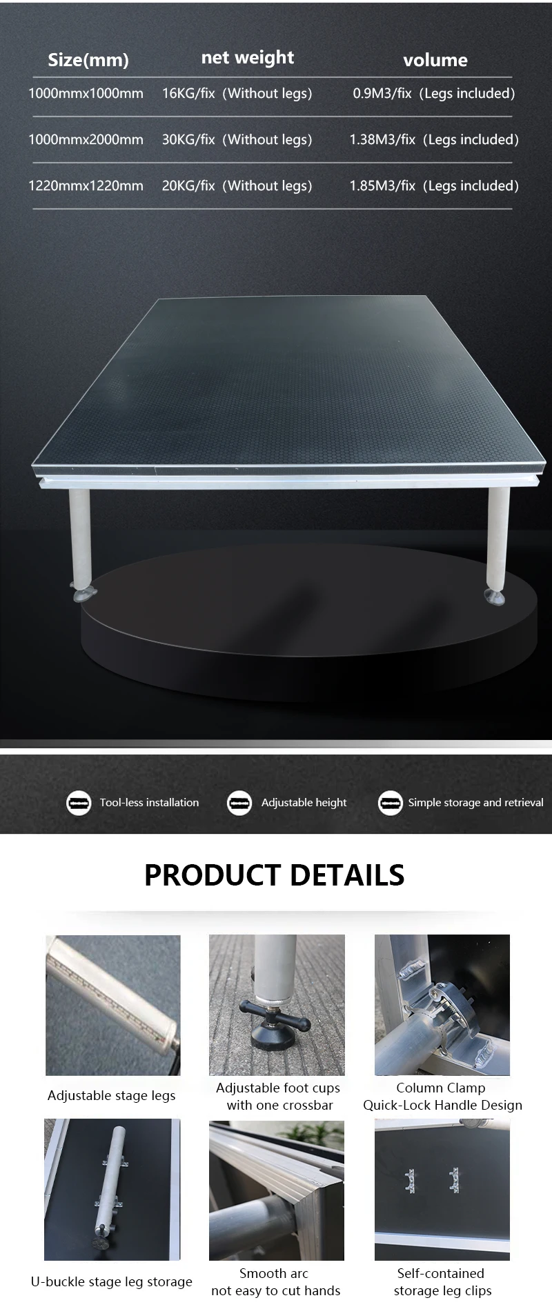 Portable Aluminum Stage Platform 4x4 4x8 10x10 Truss Displays Small ...