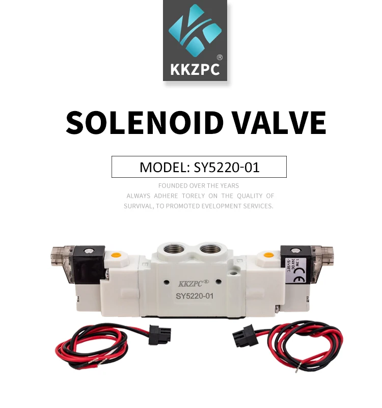 Two-position Five-way Solenoid Valve Sy5220-01 Double Coil Electric Control - Buy Solenoid Valve ...