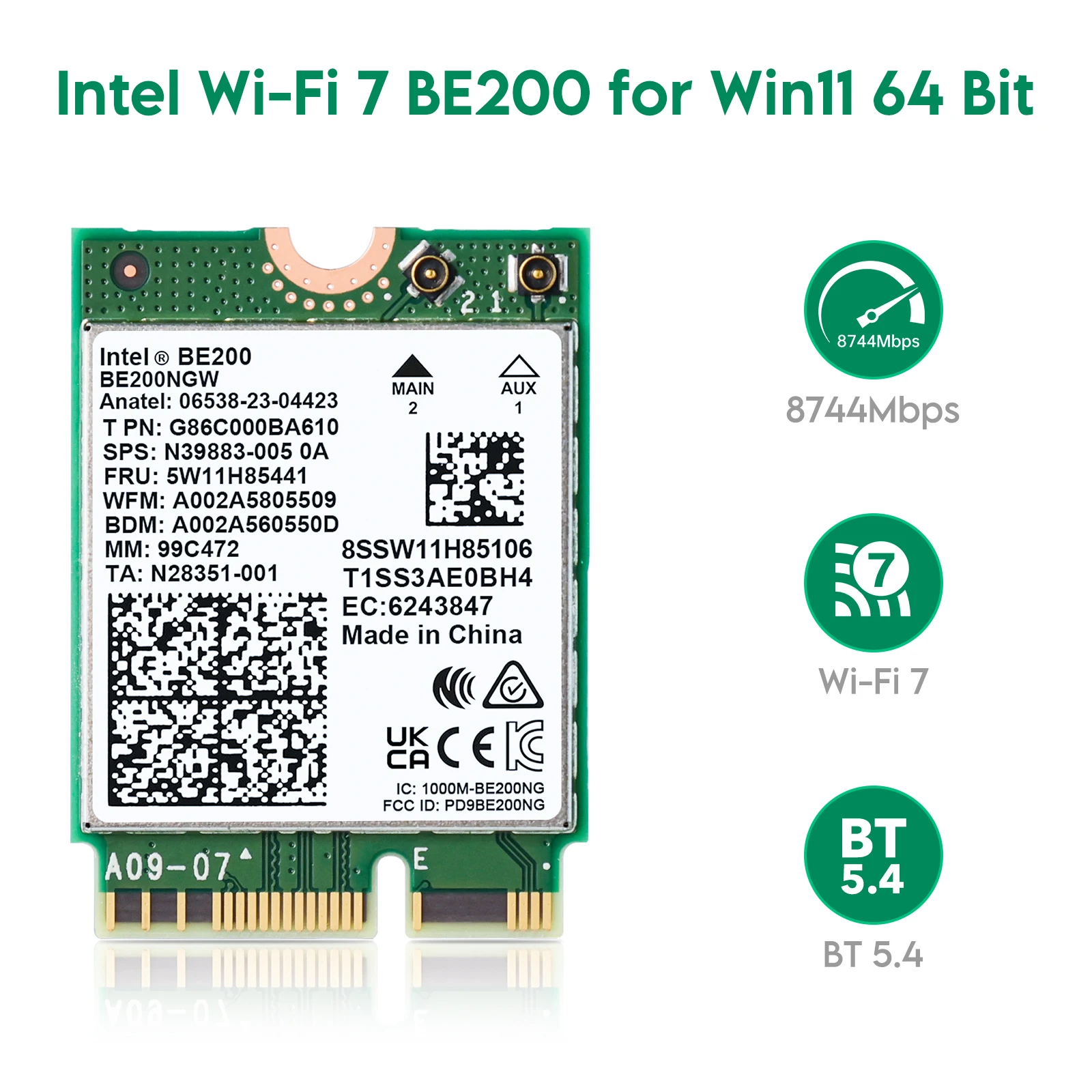 EDUP 8774Mbps Intel Wifi 7 BE200 Network Card Server 802.11be PCIe Wifi ...