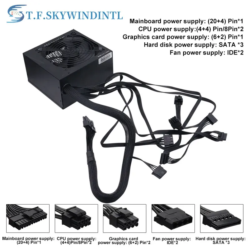 PC PSU Cheap 350W 400W 450W Gaming 120mm Fan 220V ATX Desktop Computer ...