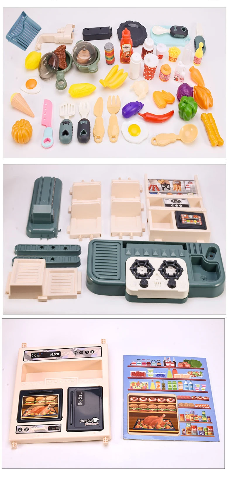 Kitchen Kids Toys Sets Pretend Spray Games 43pcs Mini Kitchen Toys Kids ...