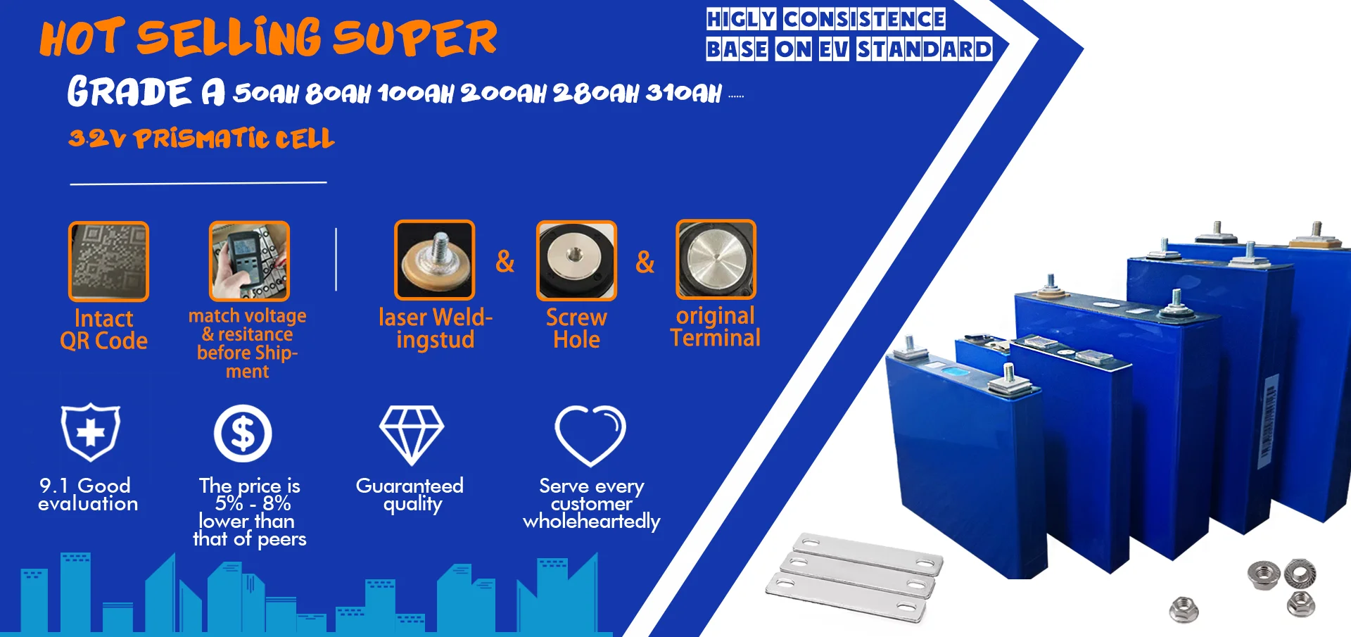 500ah Grade A Lifepo4 Prismatic Lithium Ion Battery 3.2v Lipo 400ah 420ah 450ah 500ah Calb ...