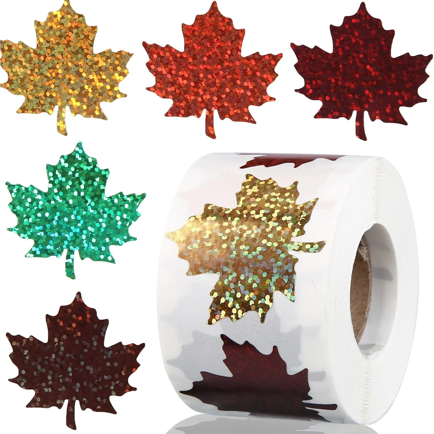 Maple Leaf Stickers Fall Thanksgiving Stickers Decor, Holographic Self ...
