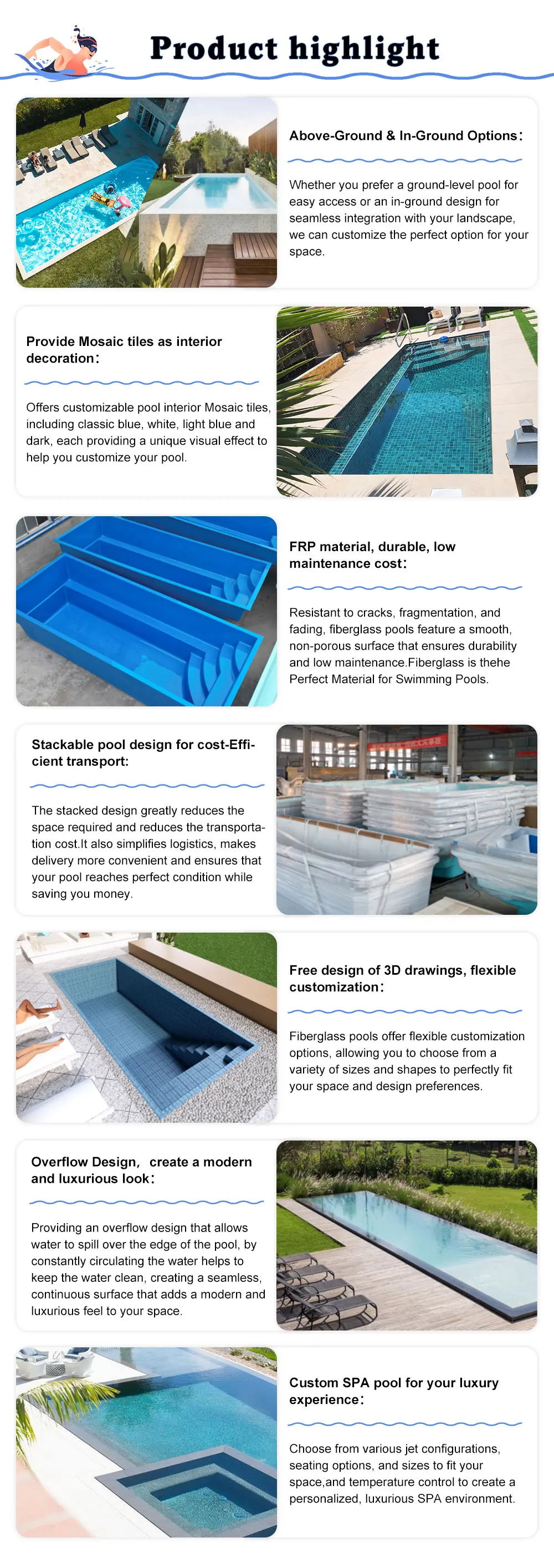 custom factory prefabricated swimming pools on sale large house small ...