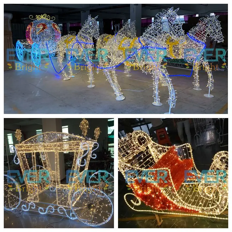 Outdoor Christmas Display Life Size Led Acrylic Santa Sleigh And ...