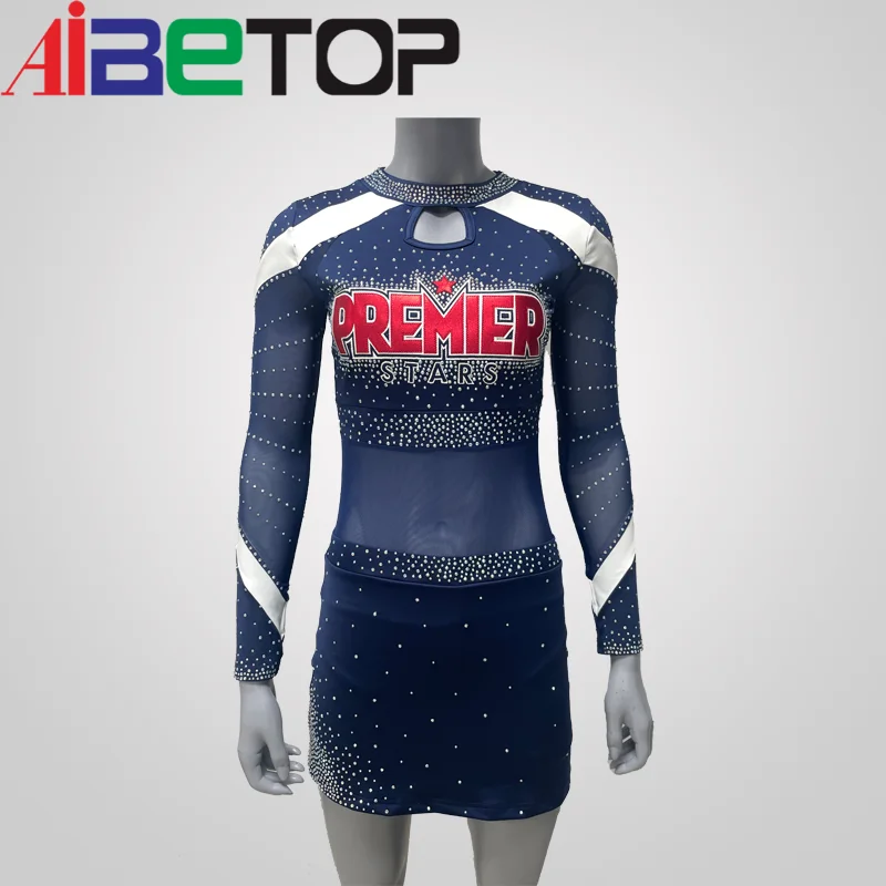 Navy Blue Cheer Uniform Child Cheerleader Uniform Custom Cheerleading ...