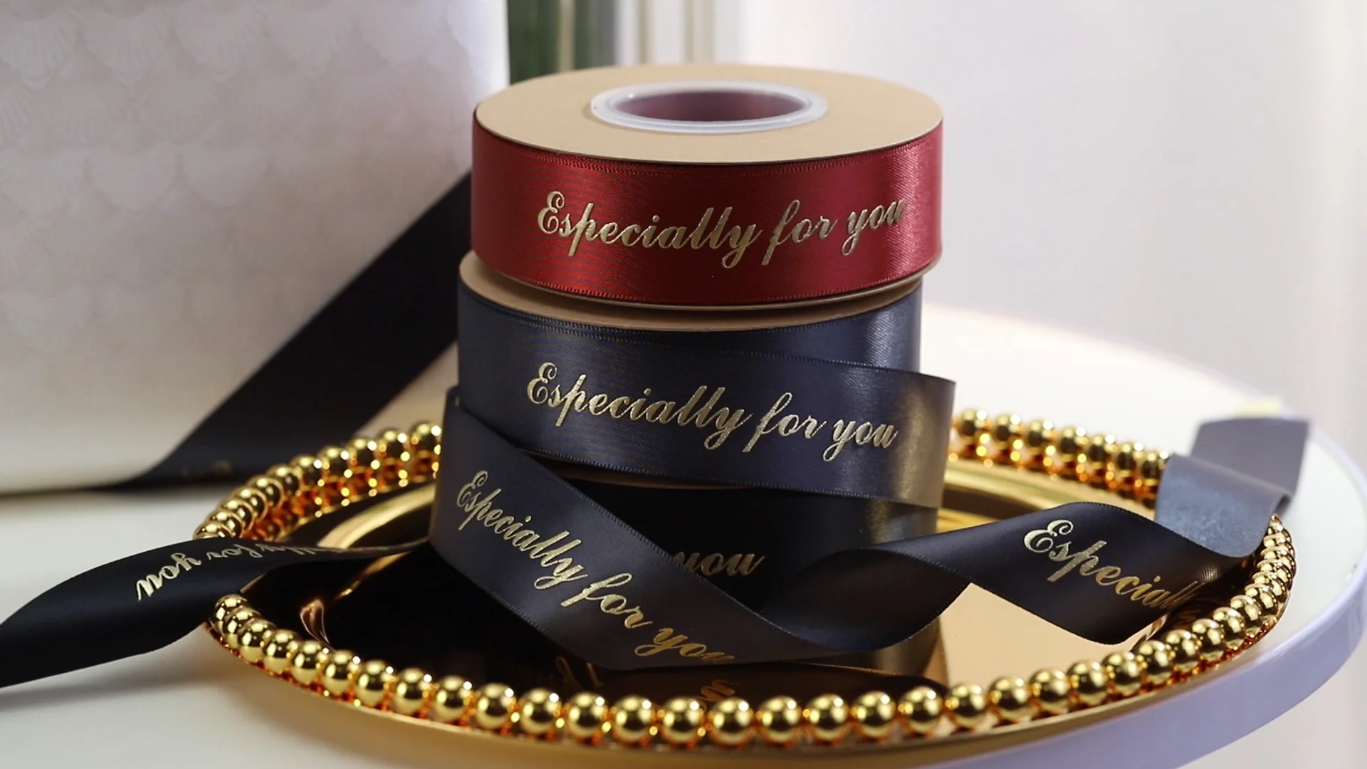 Custom Gold Foil 3d Matt Embossed Foil Printed Gift Polyester Silk ...