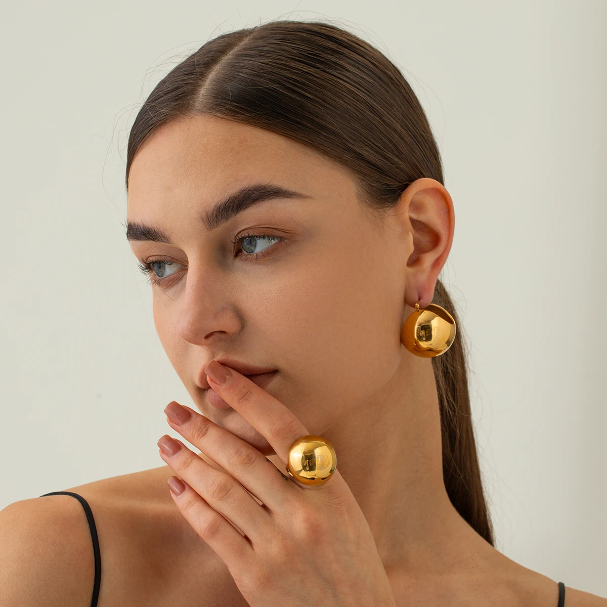 J&d Chunky 18k Pvd Gold Stainless Steel Accessory Jewelry Mirror Finish ...