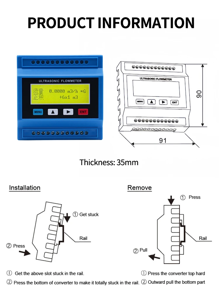 Modular Ultrasonic Flowmeter,Big External Clamp Flow Transducer Price ...
