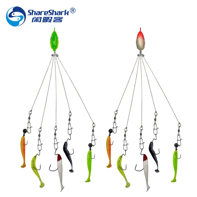 5 Arms Alabama Umbrella Rig Fishing Lure Bait Rigs With Barrel Swivels ...