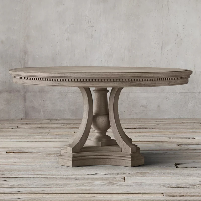 RH American Solid Wood Dining Table - Retro & Adjustable