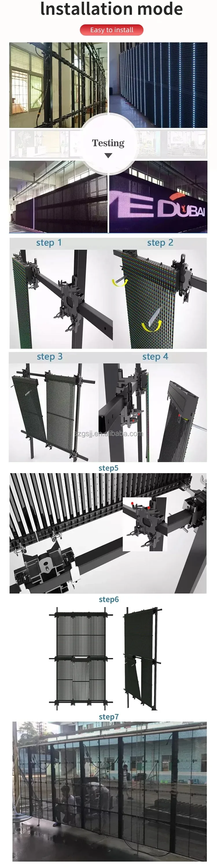 Shopping Mall Transparent Led Grille Display Screens Dip Outdoor ...