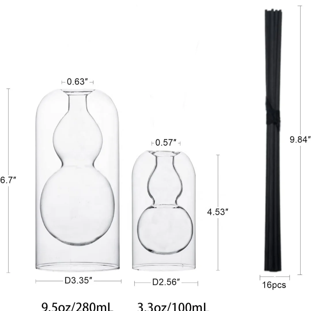 High Borosilicate Diffuser Bottle Natural Fiber Rattan Double Wall ...