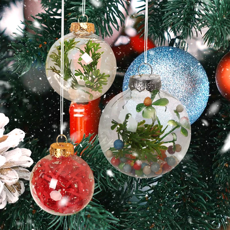 Christmas Ornament 10cm 8cm 6cm Christmas Plastic Open Round Clear Ball ...