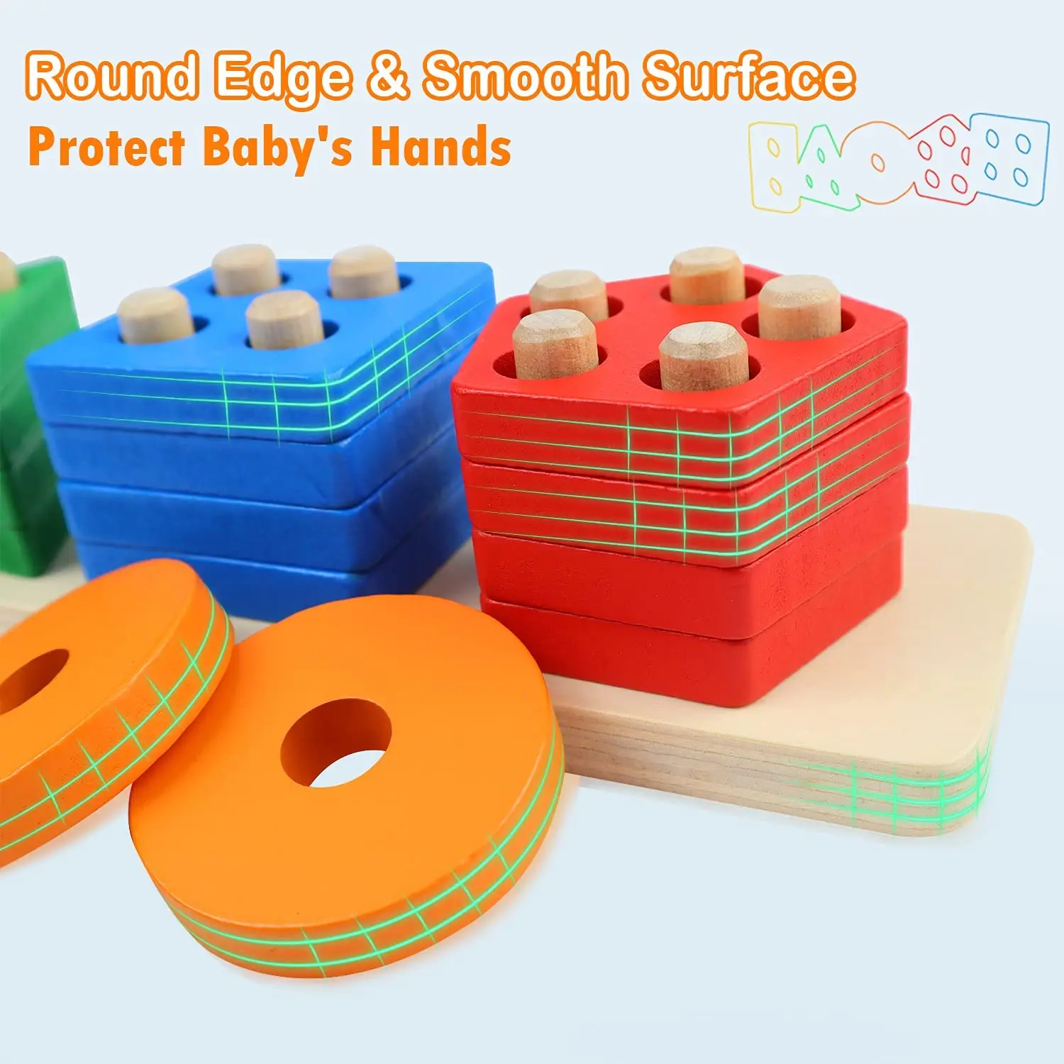 Stem Juguetes Montessori Wooden Sorting Stacking Preschool Educational ...