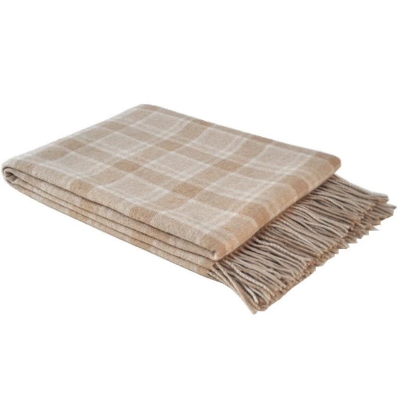 100% Camel's Hair Blanket Yarn Super Soft Two Sided Woven Plaid Dyed ...
