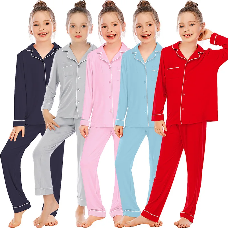 Autumn Spring Long Sleeve Soft Pijama Prints Knitting Modal Pajama Kids ...