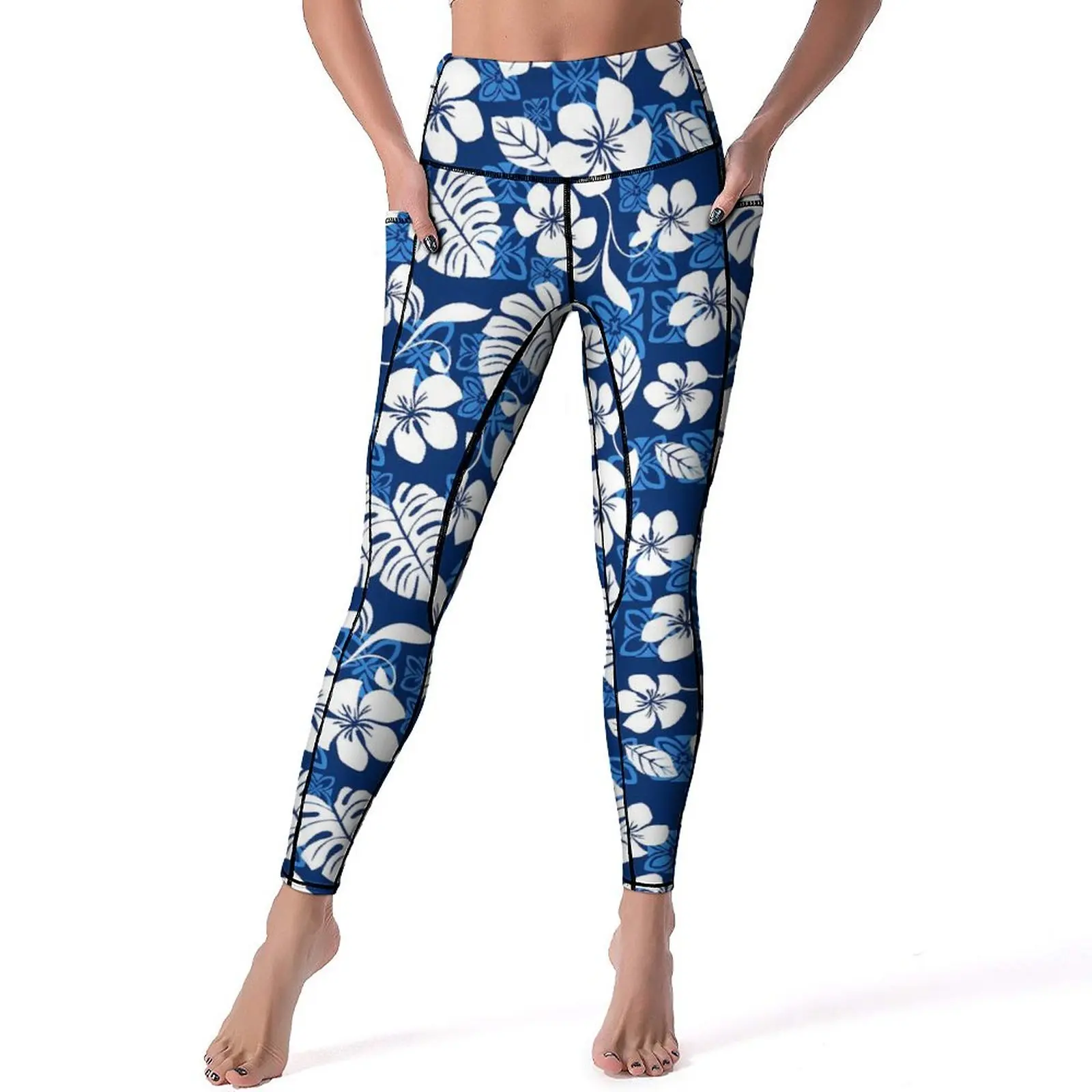 Tropical Floral Yoga Pants Sexy Pink Flowers Patterns Leggings Drop ...