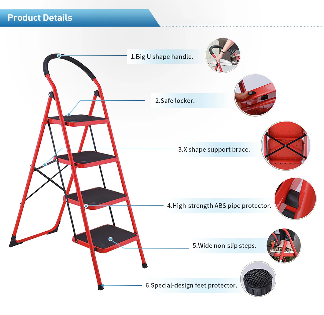 Household Foldable Step Steel Ladder - Durable & Versatile