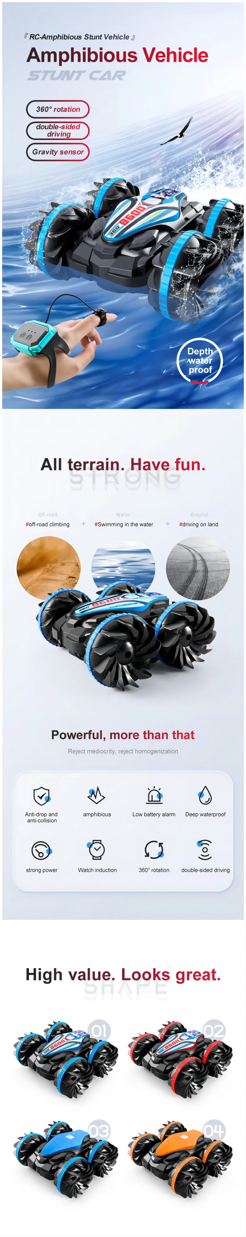 Toyhome Hot Selling Waterproof Stunt Car Rc Toy Climbing Off-road Rc ...