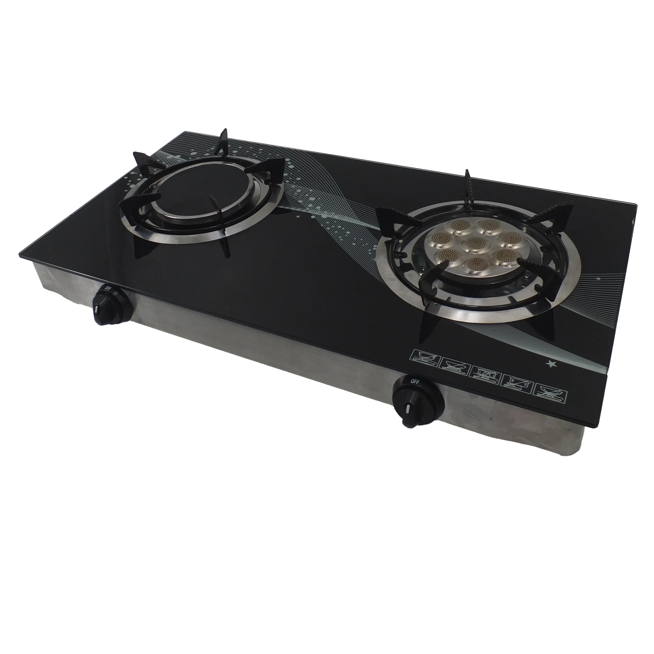 Dual Head Infrared Gas Cooktop with Tempered Glass Panel Energy-Saving ...