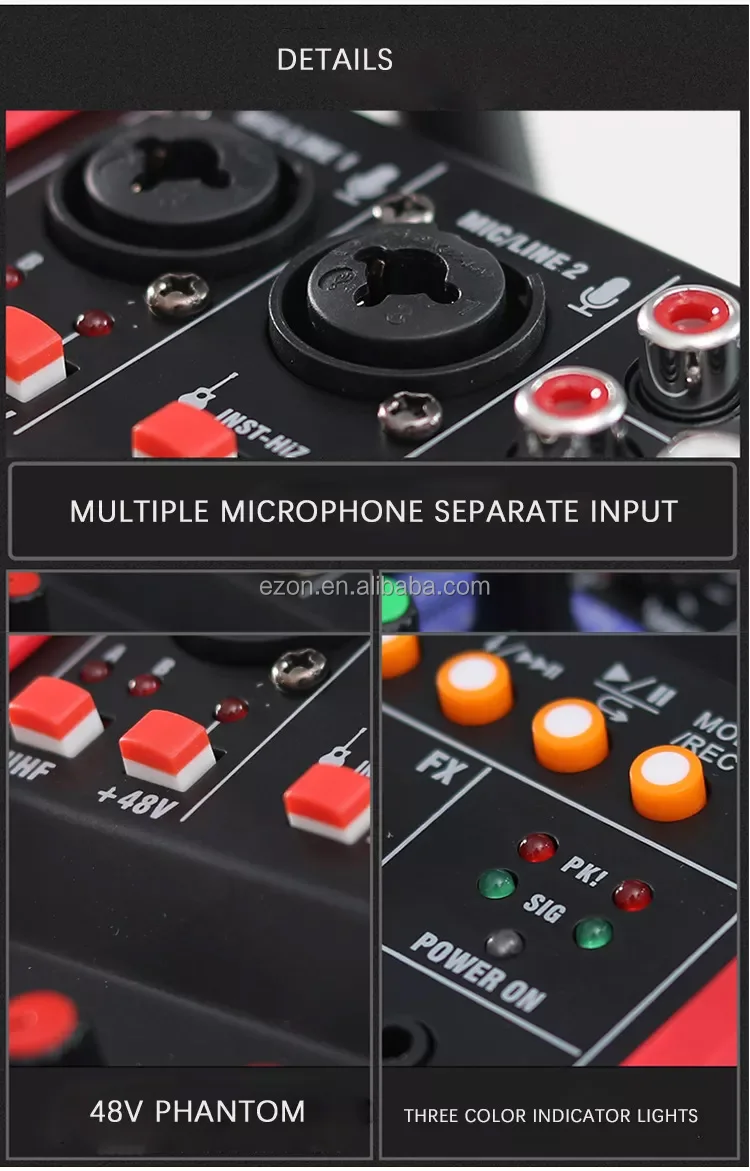 Audio Mixer Console With Microphone/portable Mini 4 Channel Mixer Dj ...