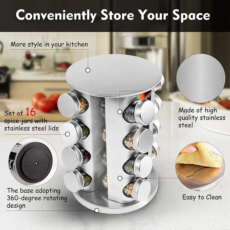 Round Carousel Spice Rack - Sustainable & Stylish Storage