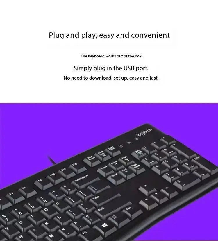 Logitech K120 1.5-meter Splash Proof Design For Comfortable Touch Usb Desktop External Laptop ...