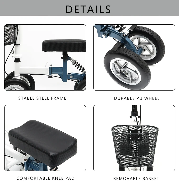 Knee Scooter with Knee Pad - Steerable & Adjustable Design