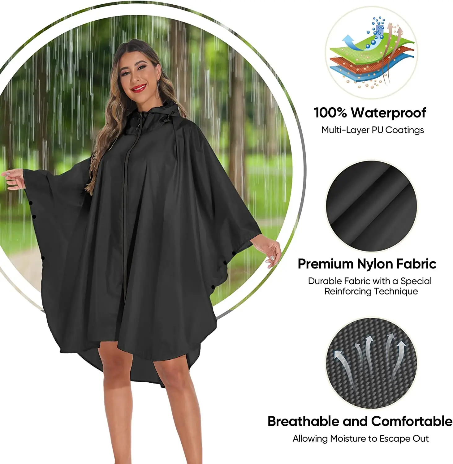 WOQI New Lightweight Waterproof Raincoat Hiking Color Raincoat Outdoor ...