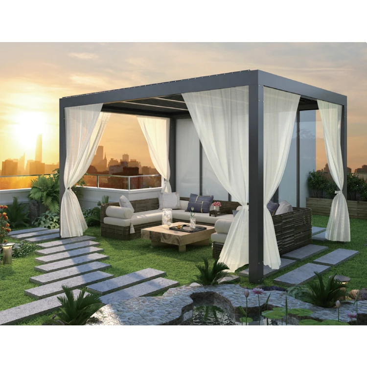 YASN Retractable Motorized Pavilion Louvre Roof Pergola Awning Canopy ...