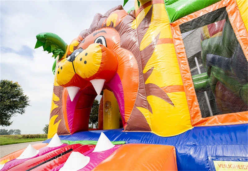 Commercial Inflatable Outdoor Jungle Lion Bounce House With Slide ...