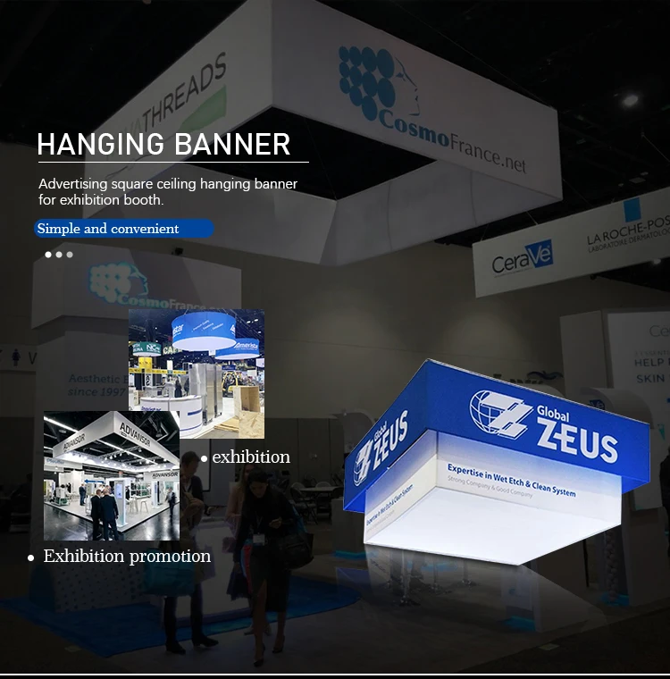 Overhead Stretch Tension Fabric Hanging Signs for Trade Show