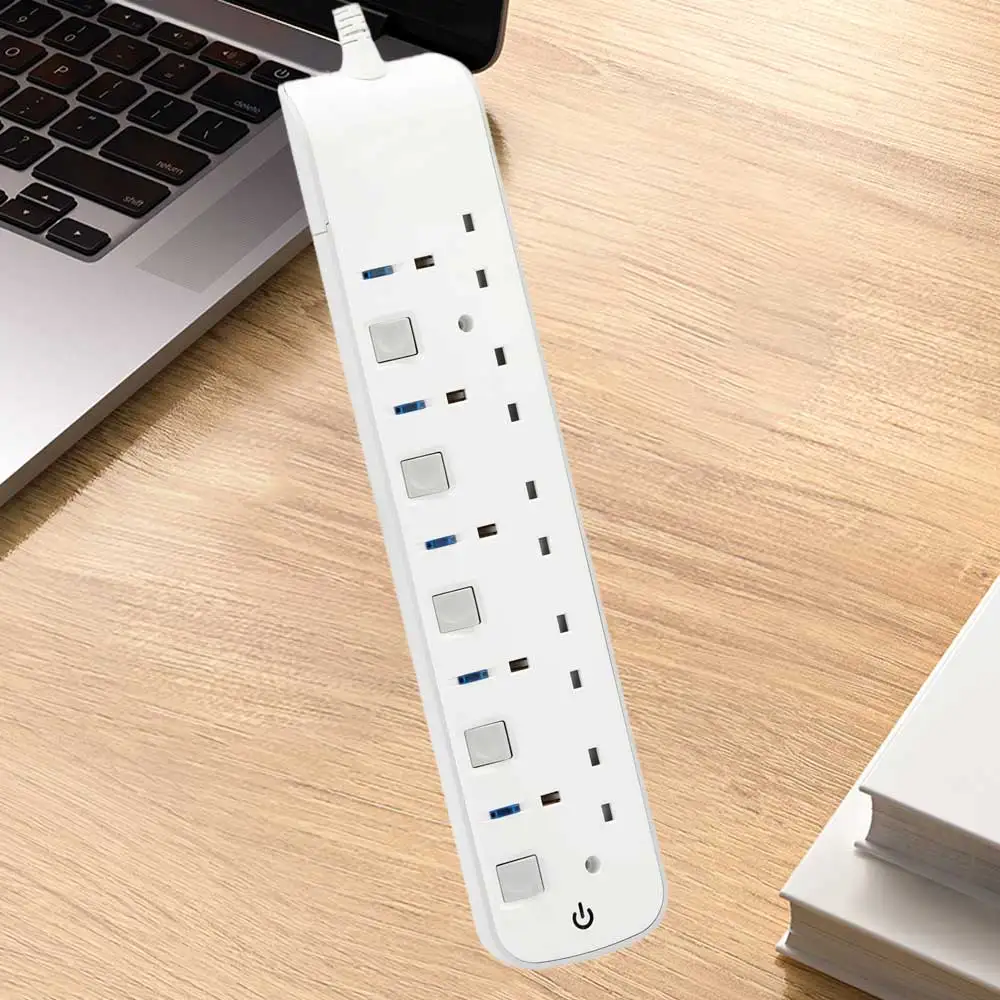 Oswell 220v 250v Surge 3 4 5 Port Outlet Uk Socket Flat Plug Extension ...