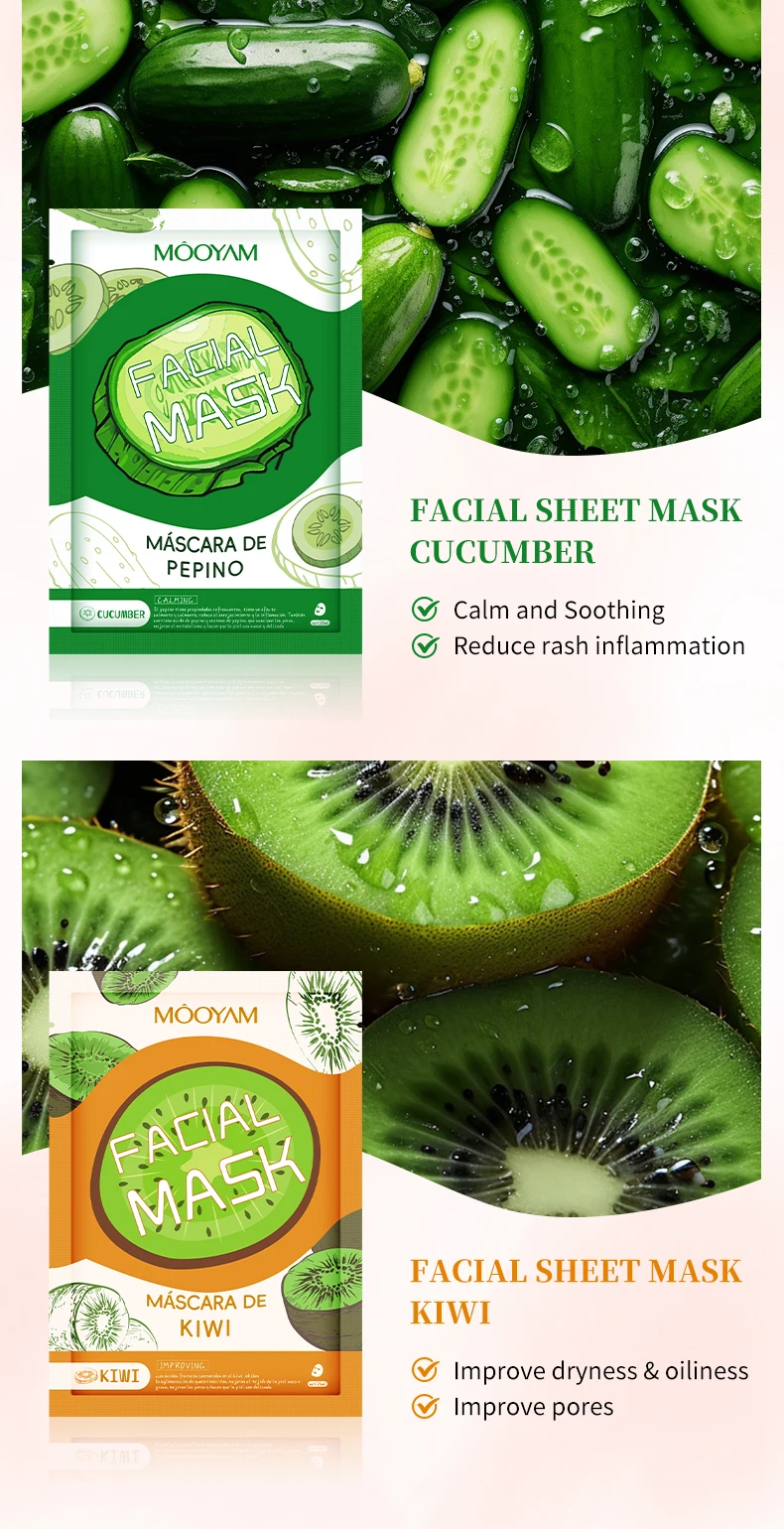 Private Label 10 Types Fruit Face Mask - Moisturizing & Brightening