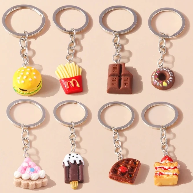 Cute Cartoon 3D Food Keychain Hamburg Cookies Chocolate Donut Key Ring ...