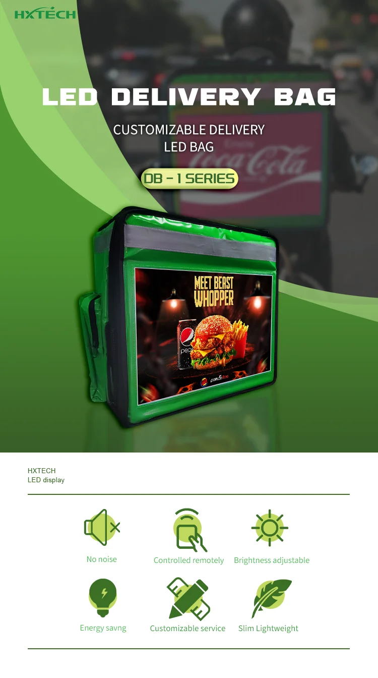 Bike Advertising Delivery Box - Food Delivery Bag with LED Screen