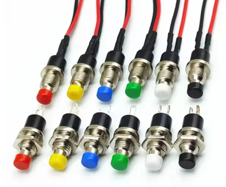 Plastic Momentary Push Button Switch 2 Pin Wire Push Button Normal Open ...