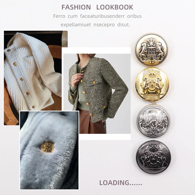High Quality Round Gold Sliver Metal Buttons for Women Coat Clothing ...