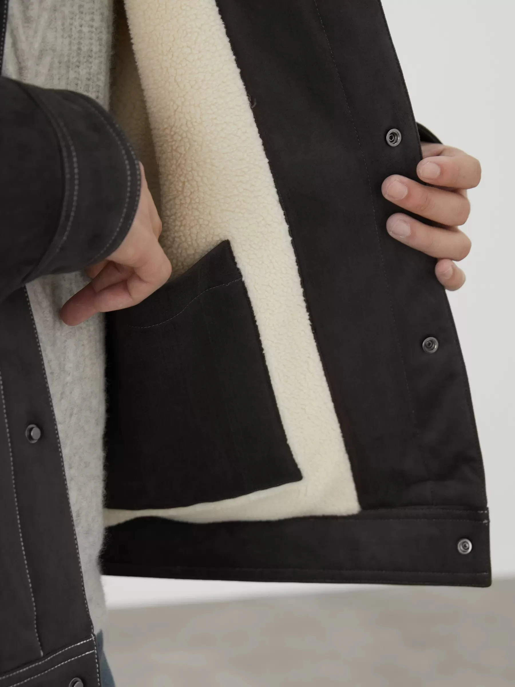 2024 Winter New Arrival Lambswool Lining Sueded Jacket Men's Thickened ...