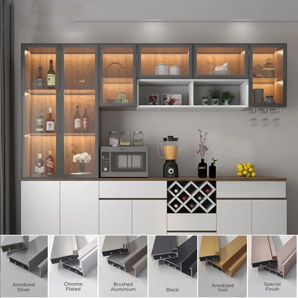 Furniture Aluminum Glass Wardrobes Frame Profile Modern Kitchen Cabinet ...
