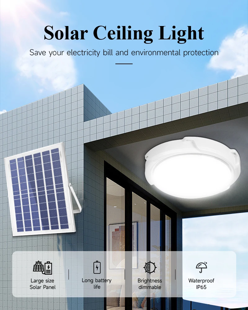 Indoor Solar Ceiling Lights with Remote Control - 50000 Hours