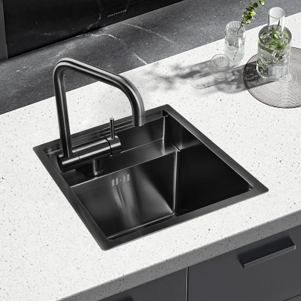 Modern Design Hidden Pvd Black Concealed Kitchen Sink Single Bar Small ...
