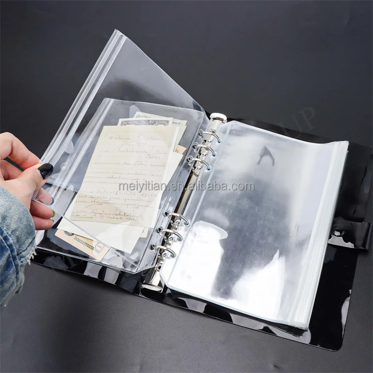 A5 A6 A7 A8 Clear PVC Zipper Pocket Bag No Zipper Head Loose-leaf ...