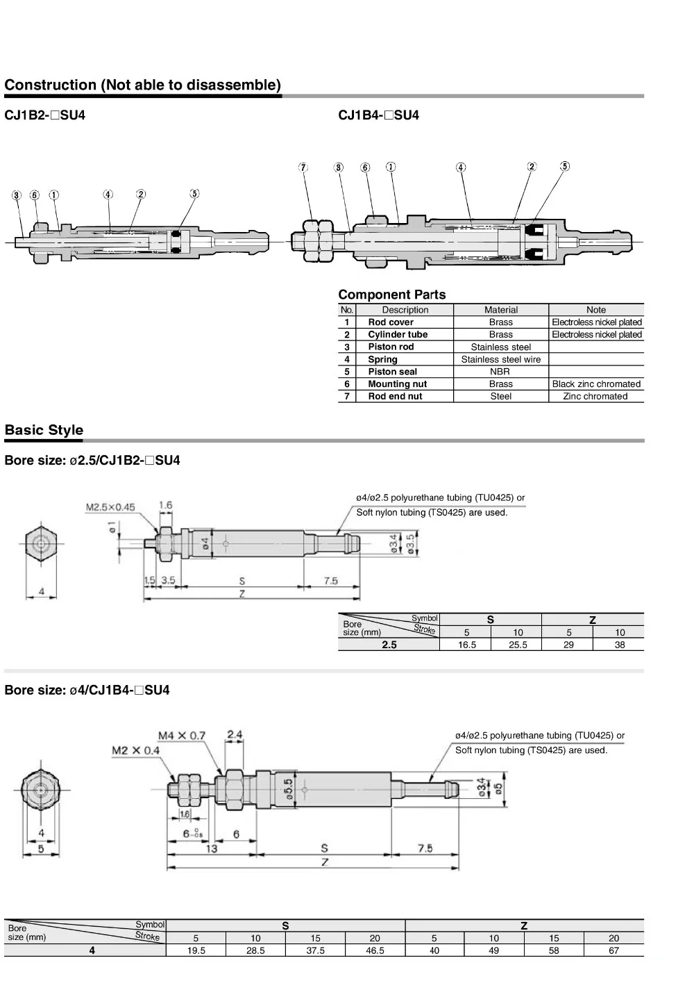 SMC CJ1 Double Acting Air Pneumatic Cylinder CJ1B4-5SU4/CJ1B4-10SU4 ...